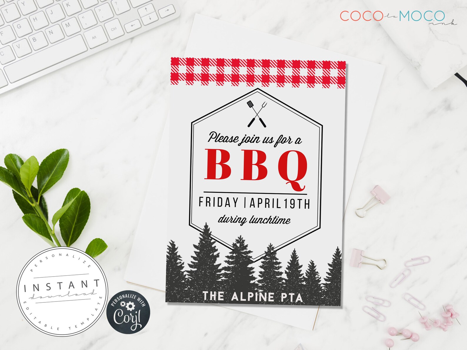 EDITABLE Teacher Appreciation BBQ Invitation Template Red Teacher and ...
