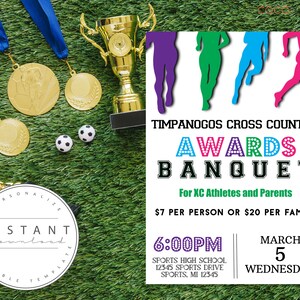 EDITABLE Cross Country Track and Field Award Banquet Invitation ...