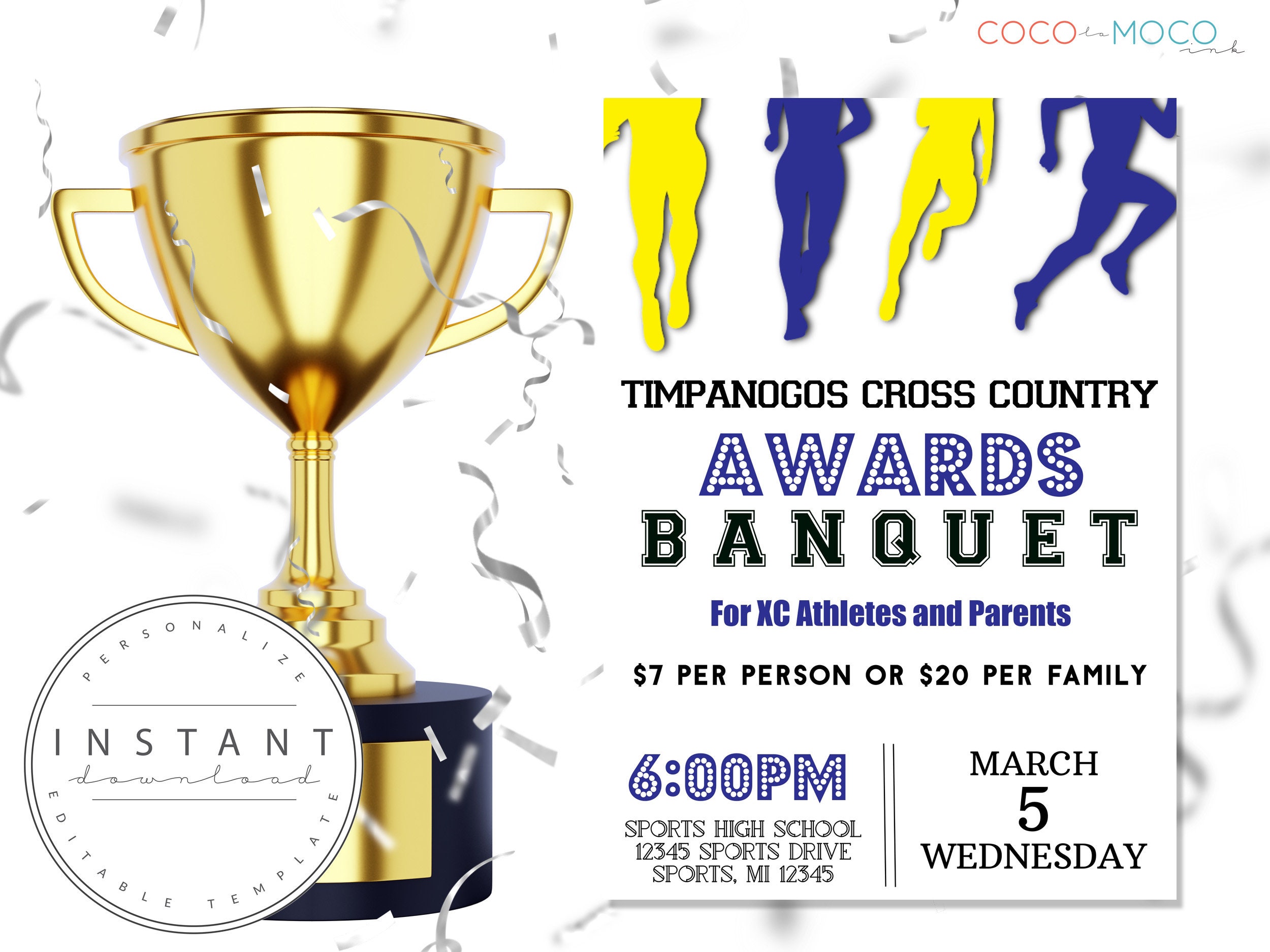 EDITABLE Cross Country Invitation Template Award Ceremony Invite XC ...