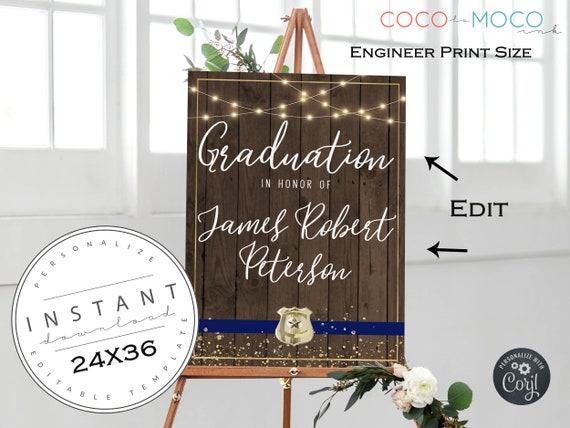 Police Graduation Easel Size Poster Police Party Sign | Etsy