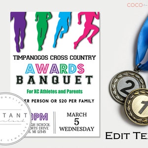 EDITABLE Cross Country Track and Field Award Banquet Invitation ...
