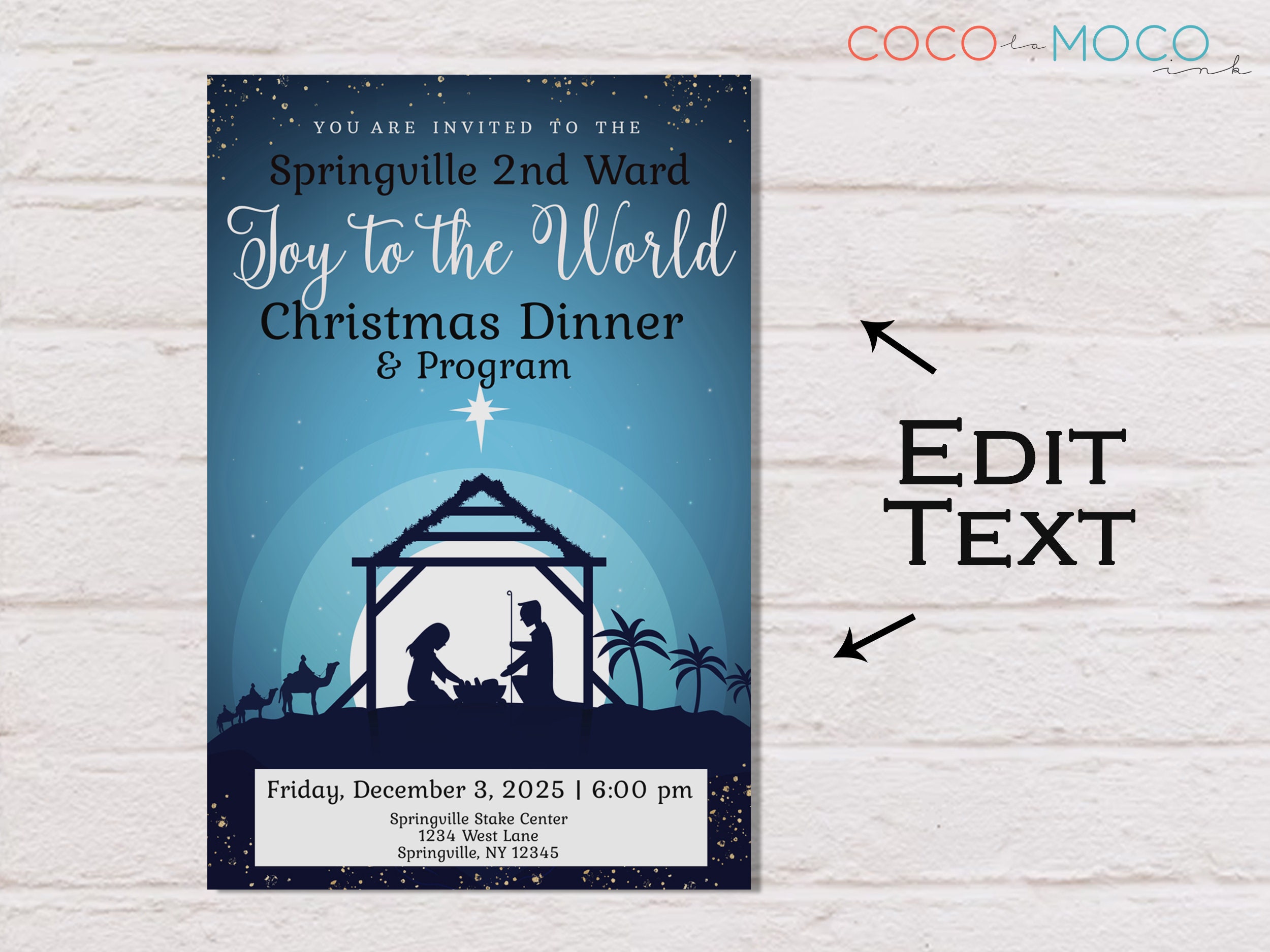 EDITABLE Ward Christmas Nativity Poster Christmas Invite Template ...