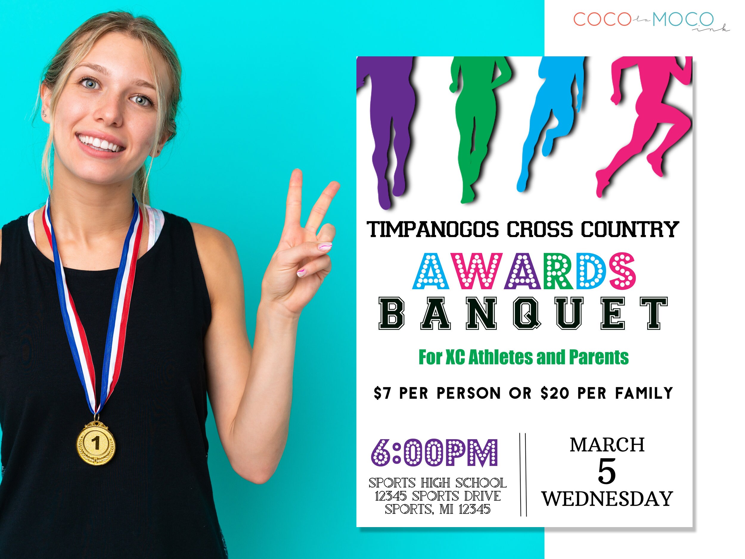 EDITABLE Cross Country Track and Field Award Banquet Invitation ...