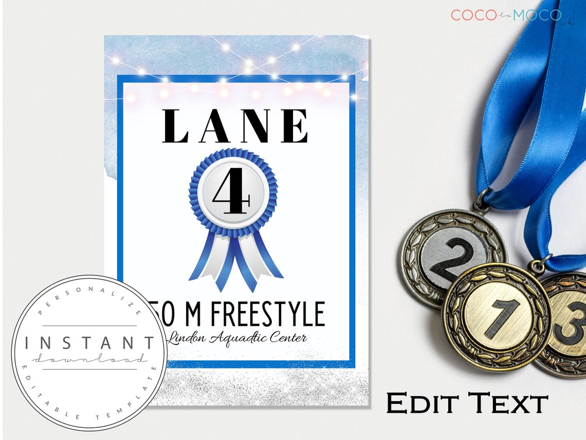 Swim Team Banquet Table Card Template Team Awards Night - Etsy