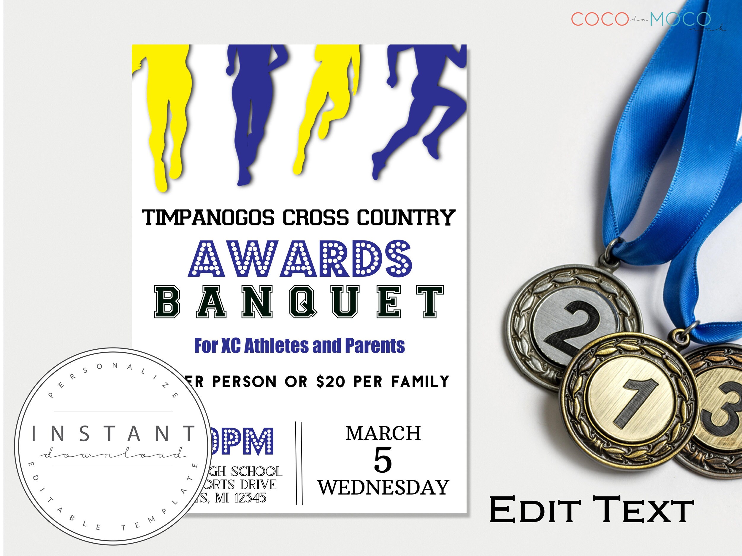 EDITABLE Cross Country Invitation Template Award Ceremony Invite XC ...