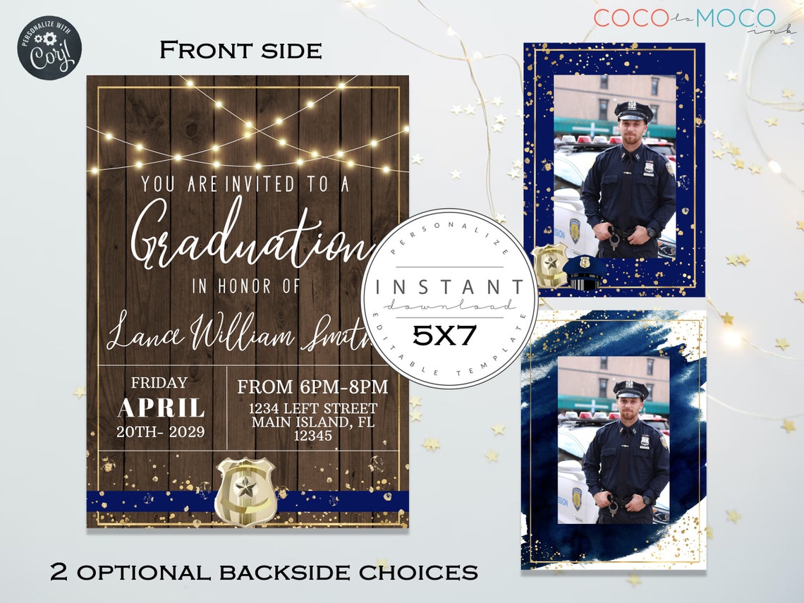 Police Graduation Party Template Cop Party Invite Police - Etsy