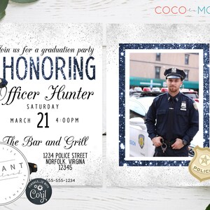 EDITABLE Sparkle Police Graduation Party Invitation Template - Etsy