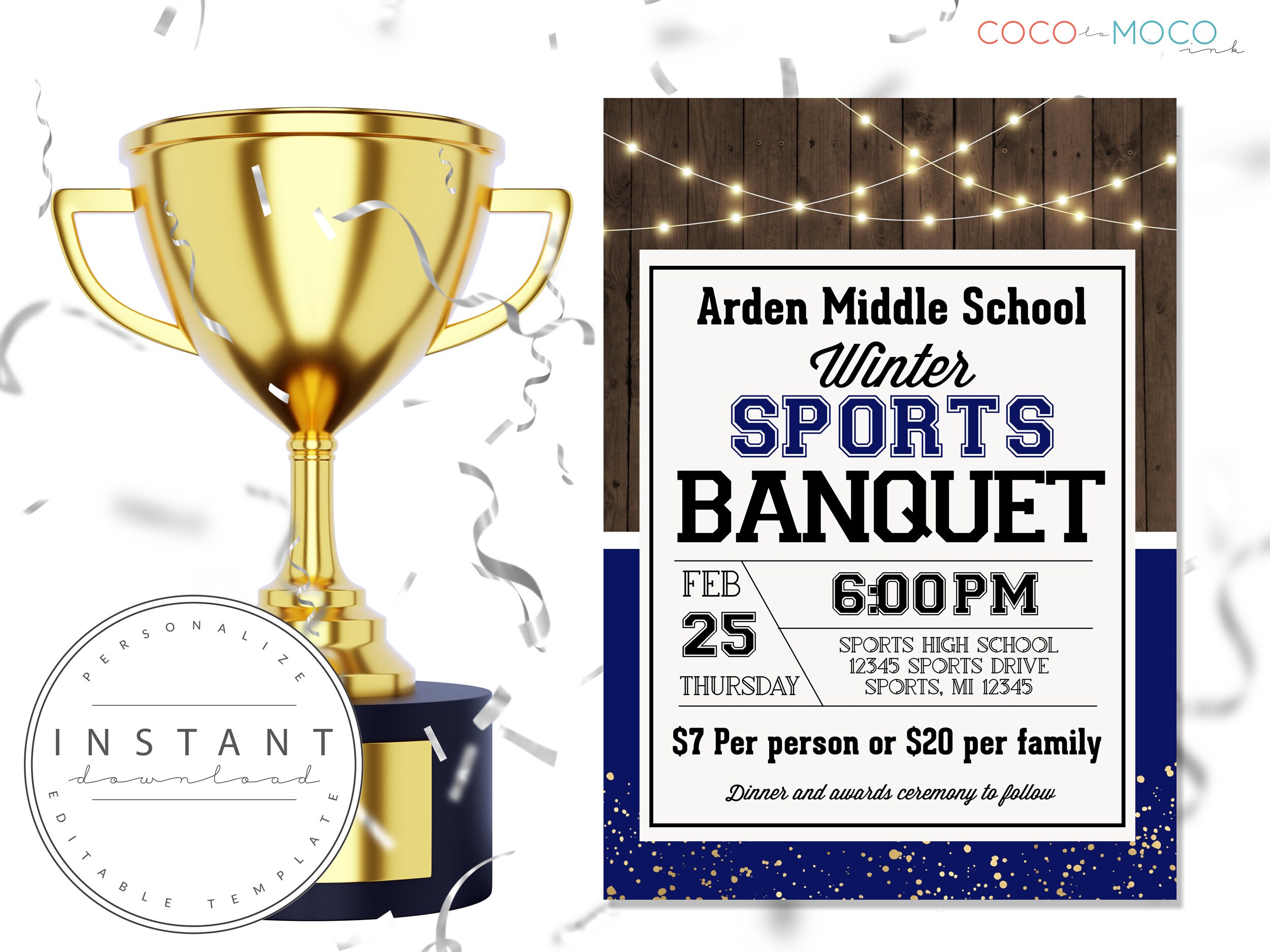 EDITABLE Sports Banquet Invitation Template Awards Ceremony Etsy Hong 