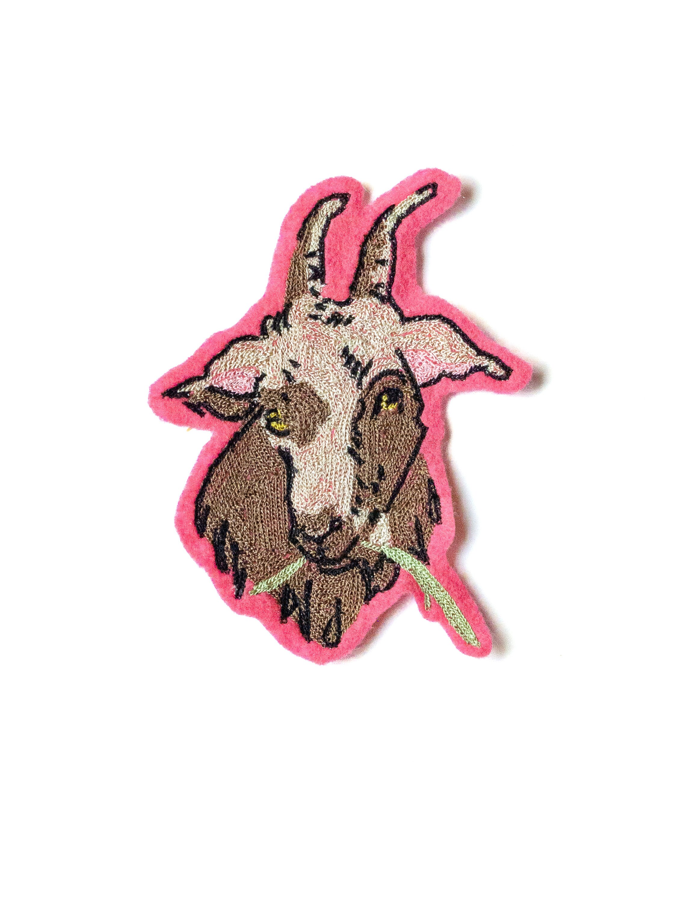 Goat Embroidery Sew on Patch Pink Felt - Etsy