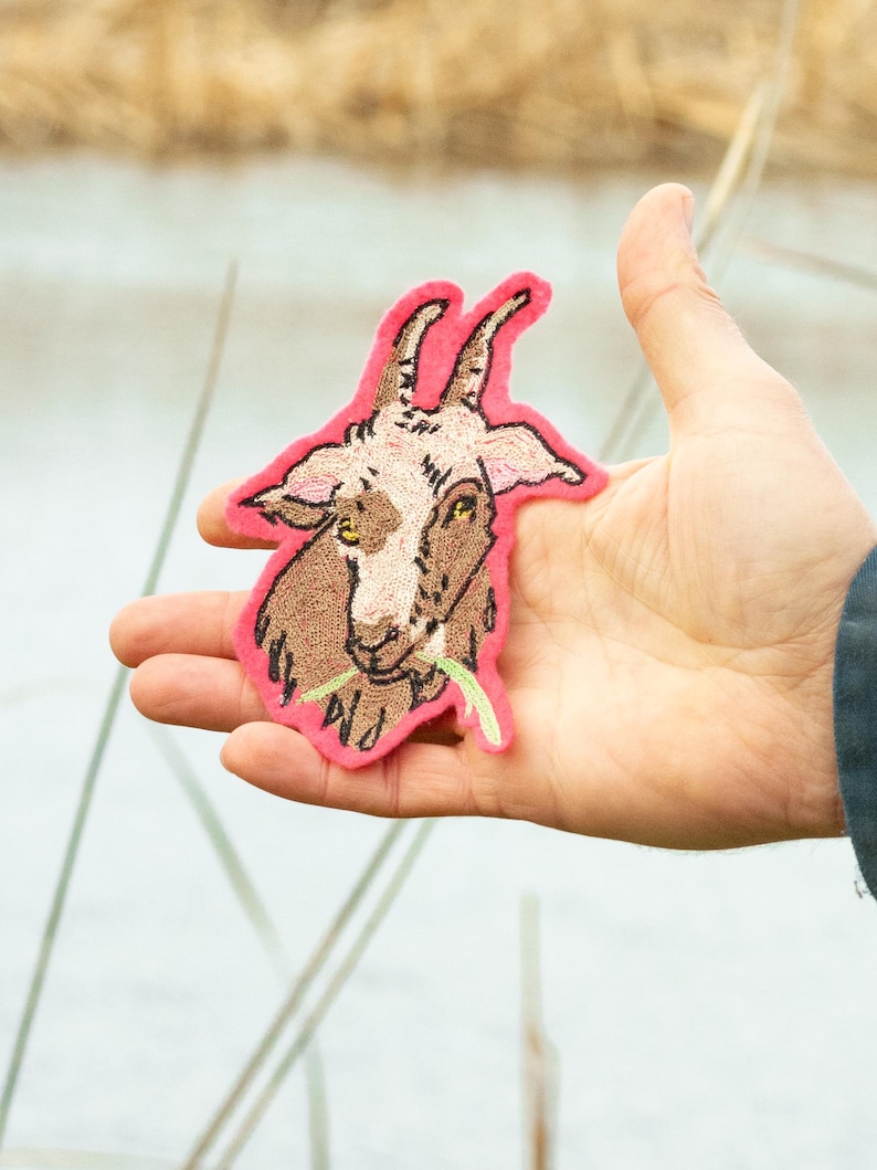 Goat Embroidery Sew on Patch Pink Felt - Etsy