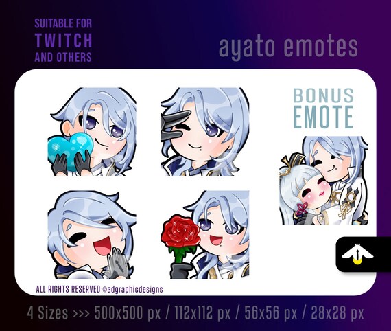 Genshin Impact Kamisato Ayato Emotes Pack Twitch Emoji Etsy