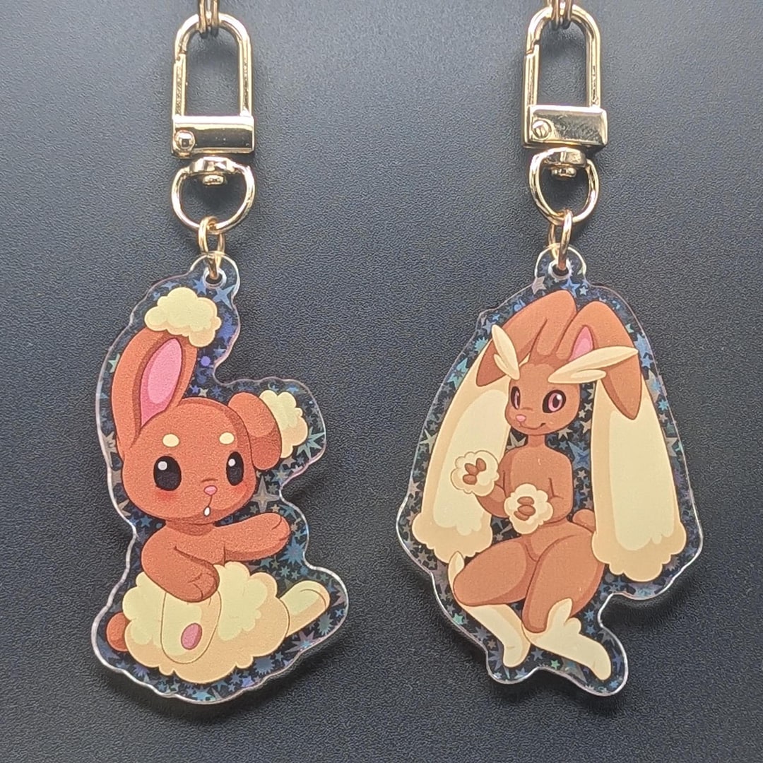 Buneary Lopunny - Shiny Colours & Holographic Reverse - Poke Charm - Etsy