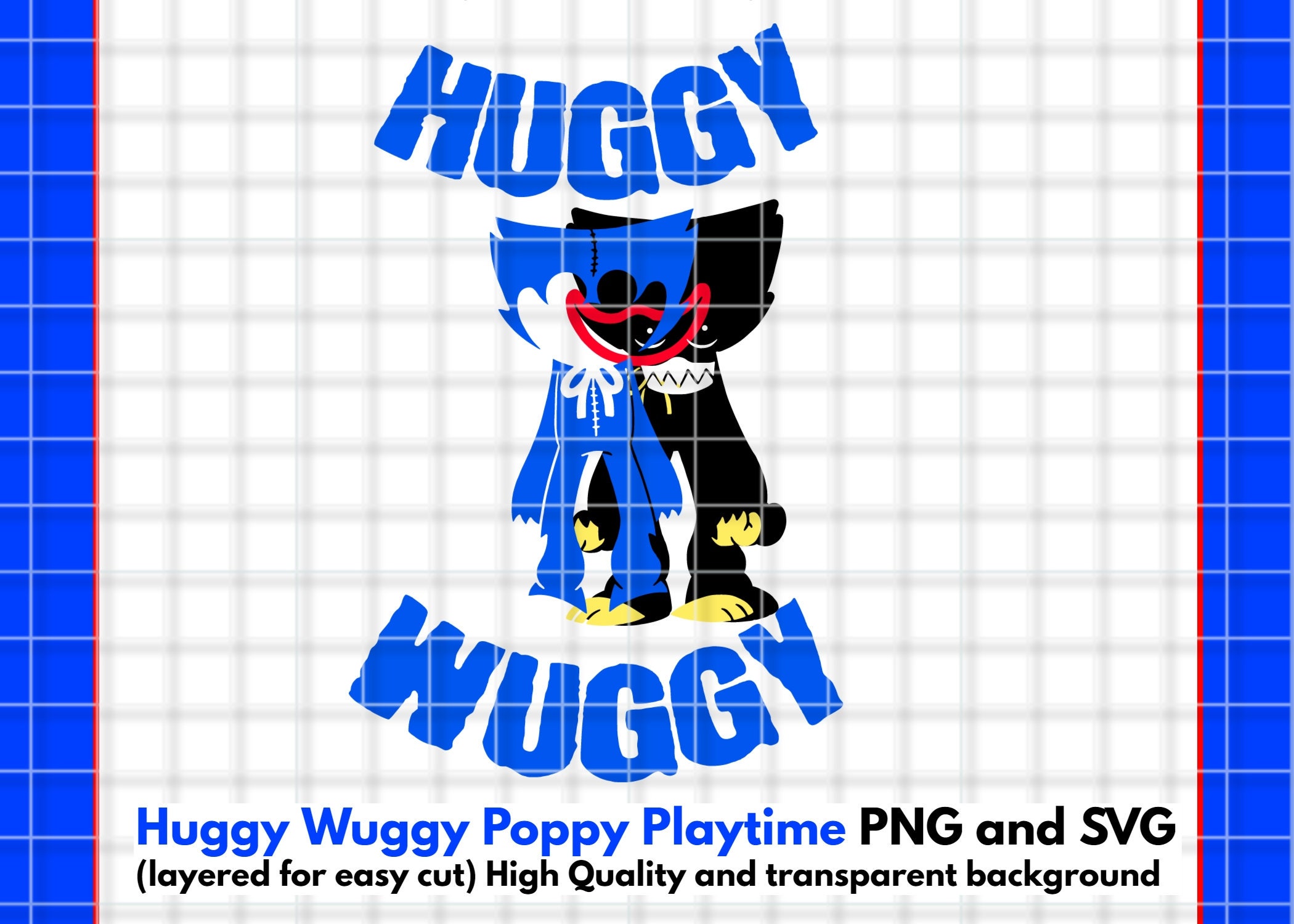 Huggy Wuggy Poppy Playtime Fnf PNG and SVG Digital - Etsy UK