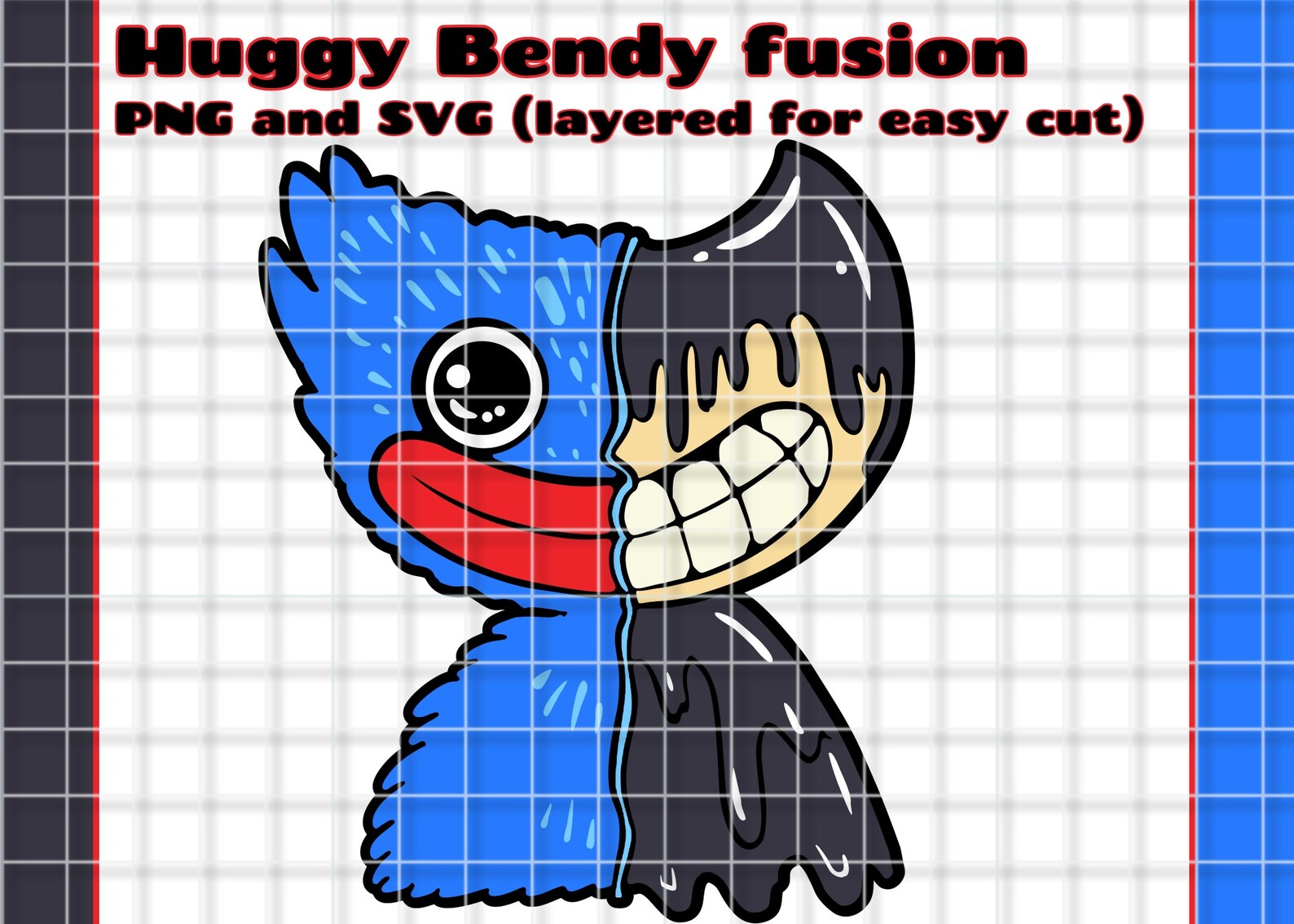 Huggy Wuggy Bendy and the Ink Machine Fusion PNG and SVG Cut - Etsy
