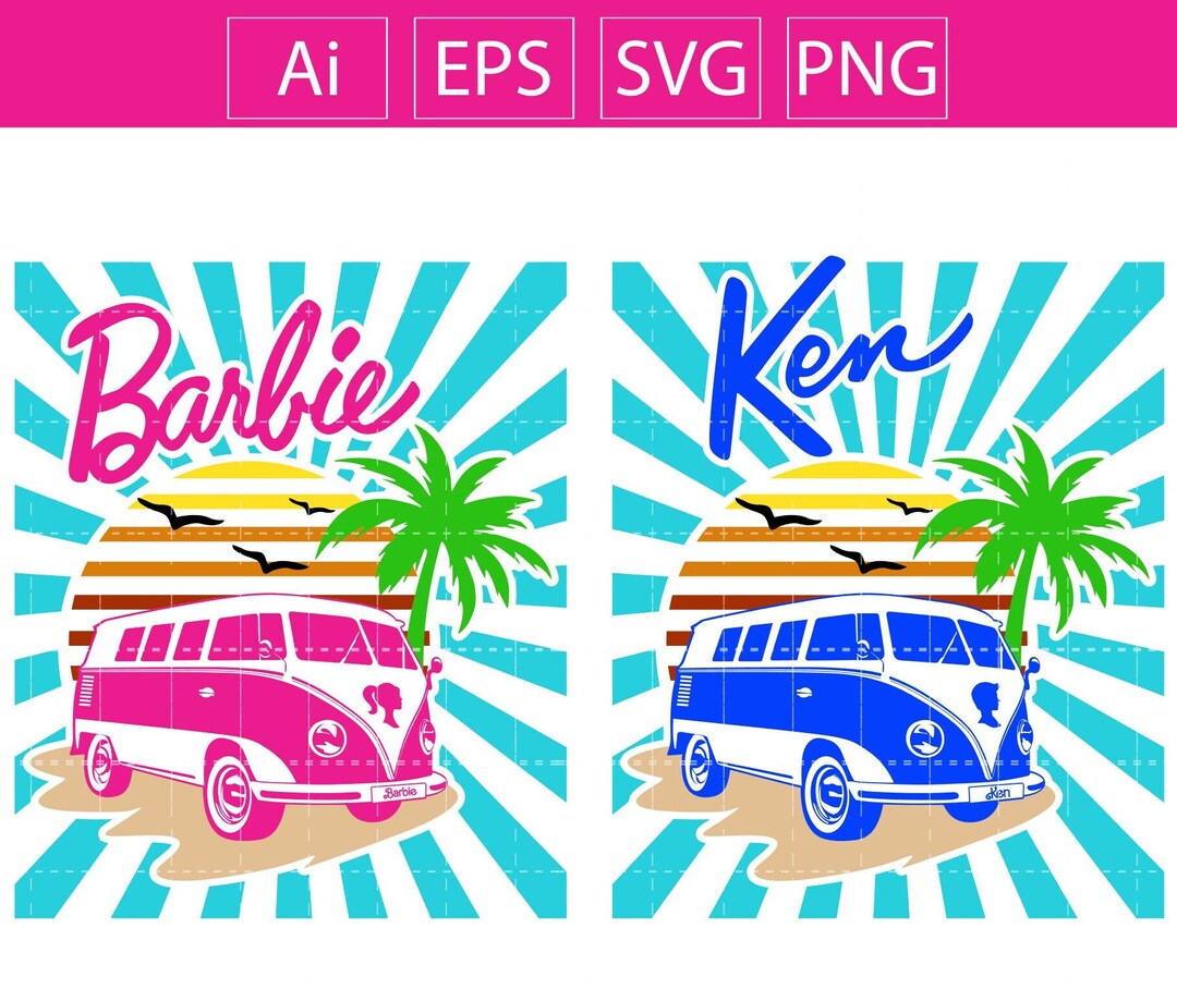 Barbie and Ken Volky Van Beach Sunset Zipfile: Ai, EPS, SVG, PNG - Etsy