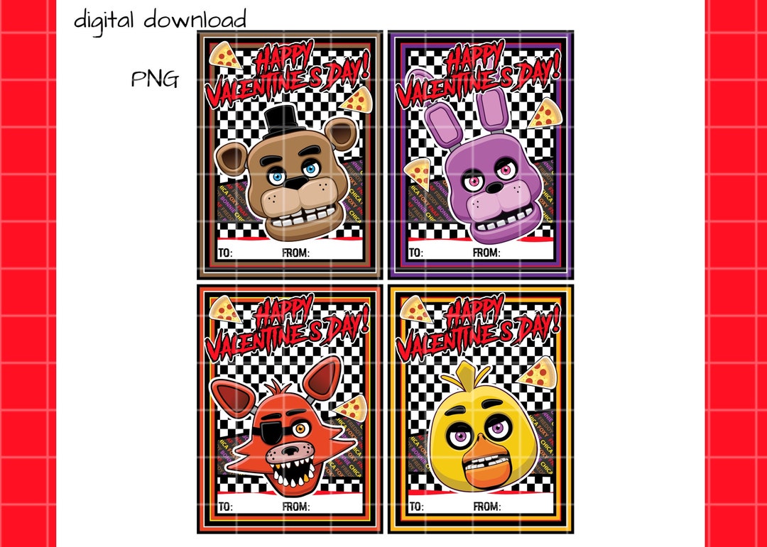 FNAF Valentine Day Freddys Happy Valentines Day Cards 4 PNG Five Nights ...