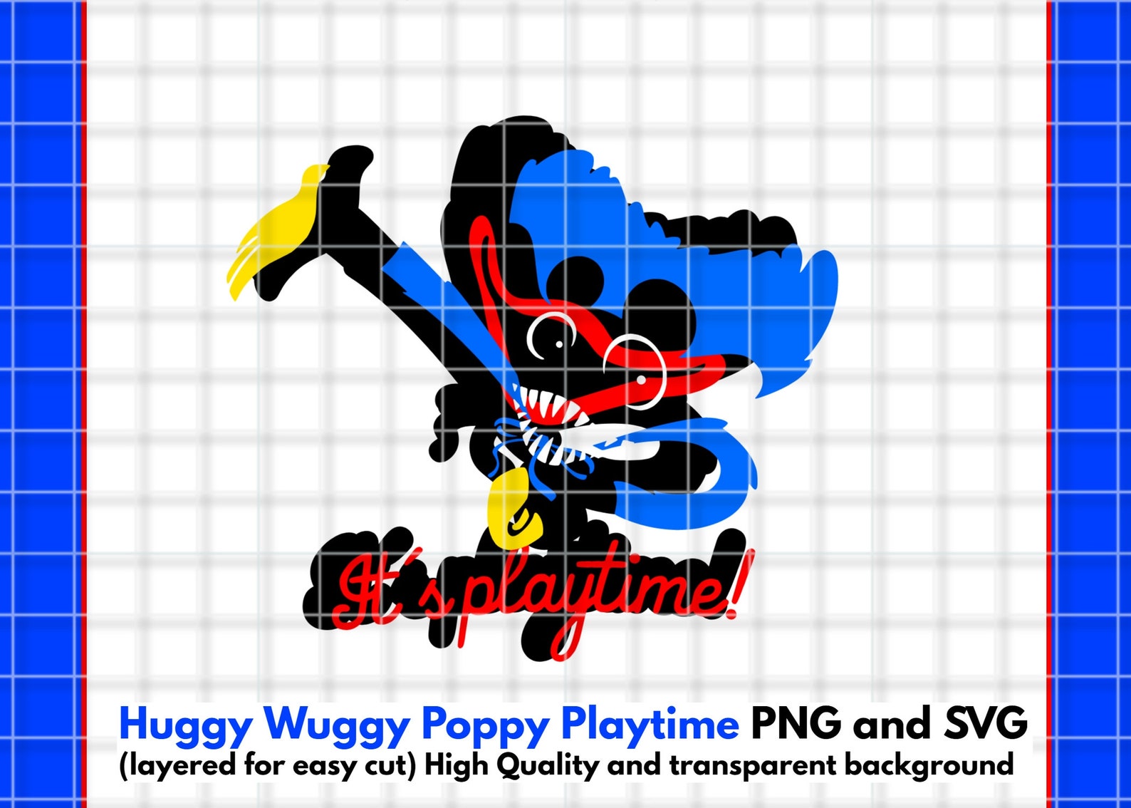 Huggy Wuggy Poppy Playtime Fnf PNG and SVG Digital - Etsy