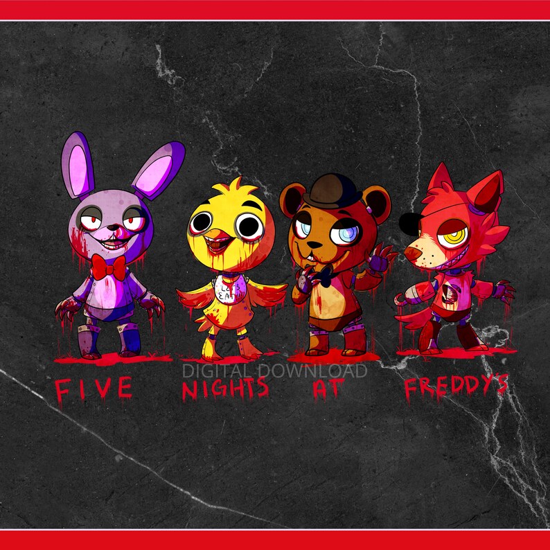 FNAF Five Night at Freddys Cartoon Sublimation Png | Etsy