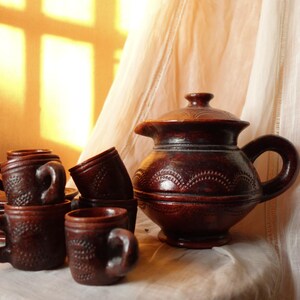 African Pottery Tea Set: Handmade Clay Teapot & Cups - Etsy