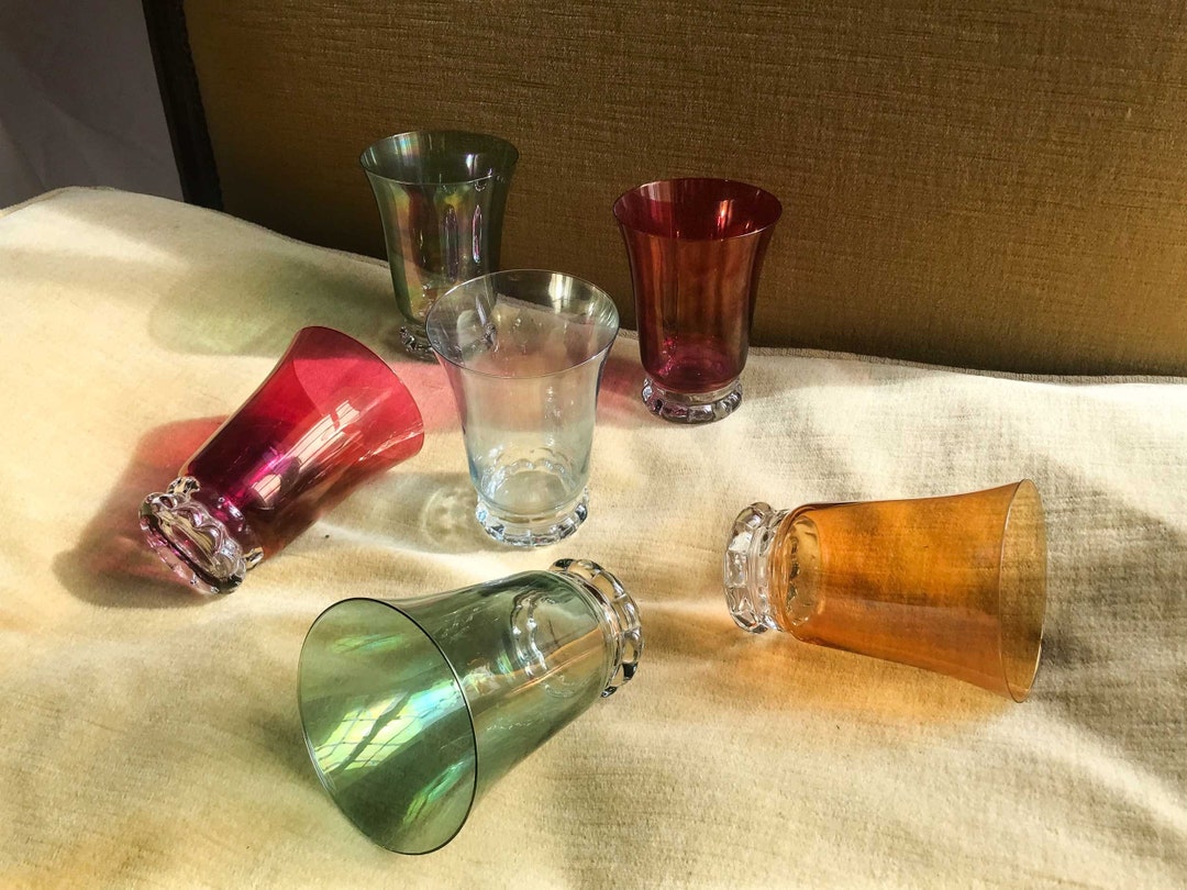 Art Deco Coloured Water Glasses. - Etsy