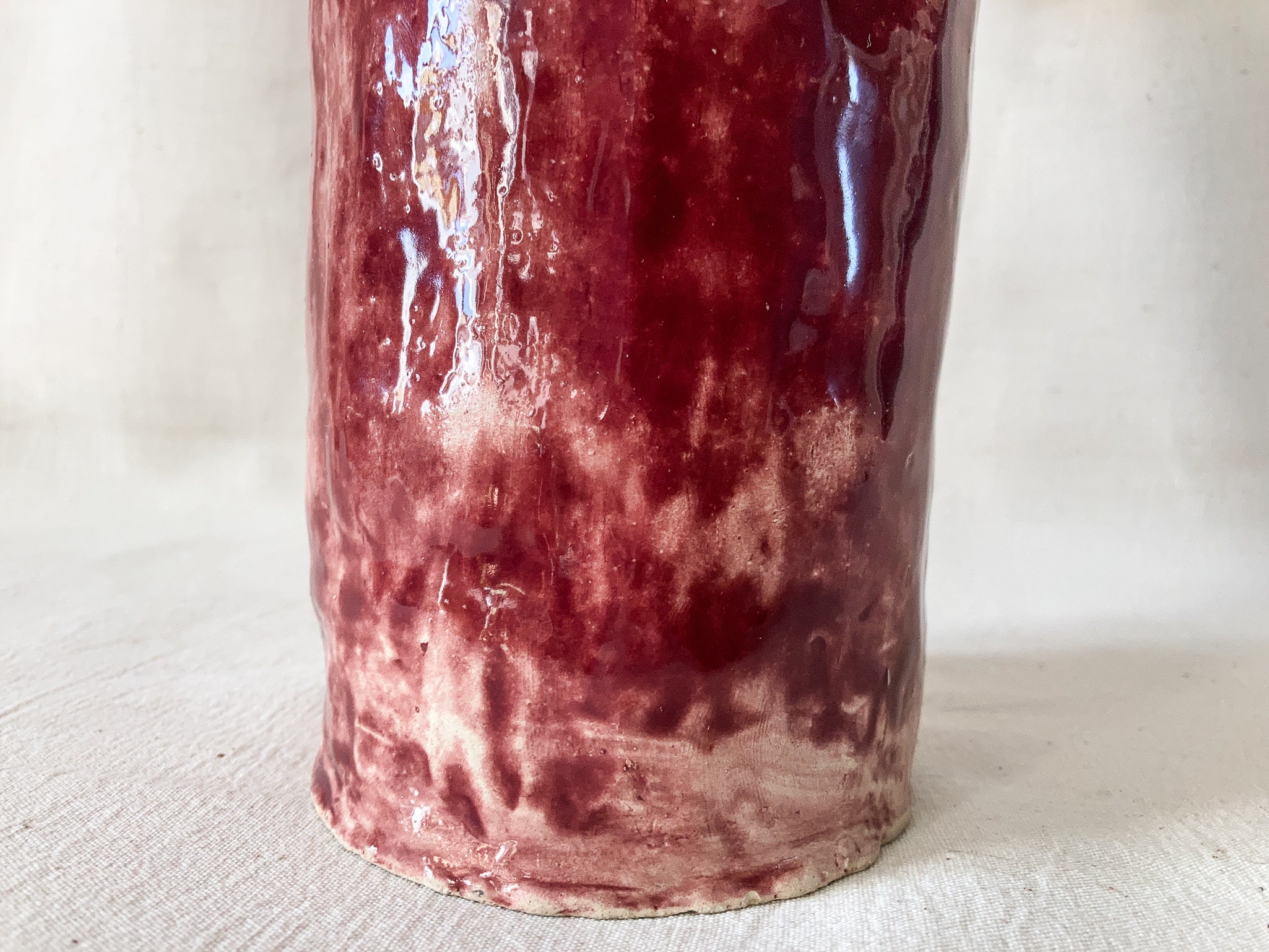 Handmade Ceramic Magenta Vase. Earthenware Clay Midcentury - Etsy