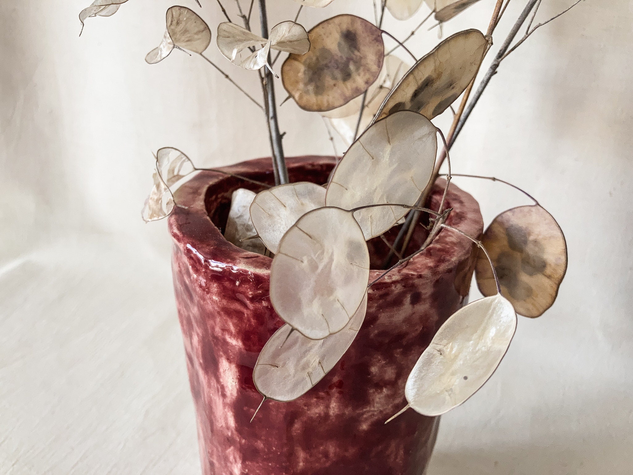 Handmade Ceramic Magenta Vase. Earthenware Clay Midcentury - Etsy