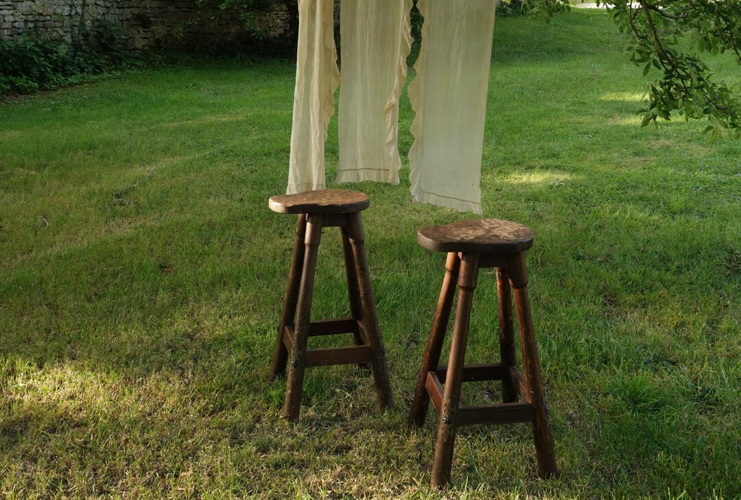 70s Brutalist Rustic Wooden Bar Stools Western Home Decor - Etsy
