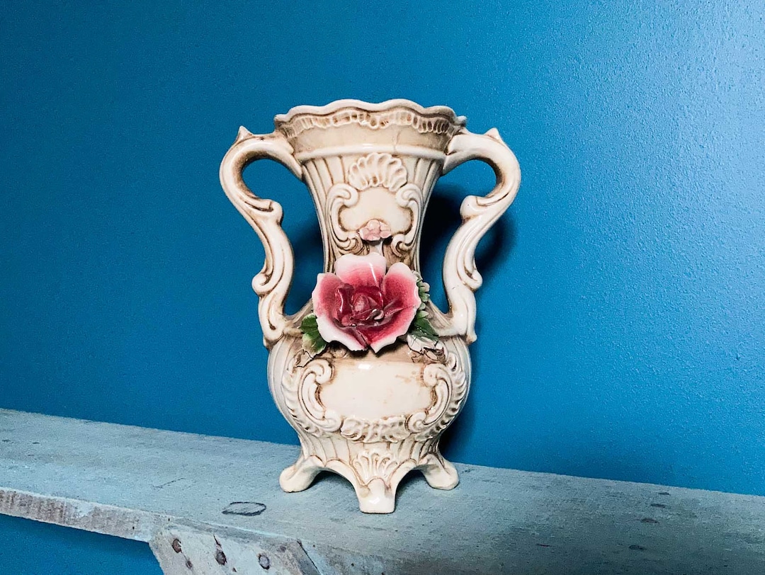 KILLER Italian Porcelain Capodimonte Vase. 60s Italian Glazed Flower ...