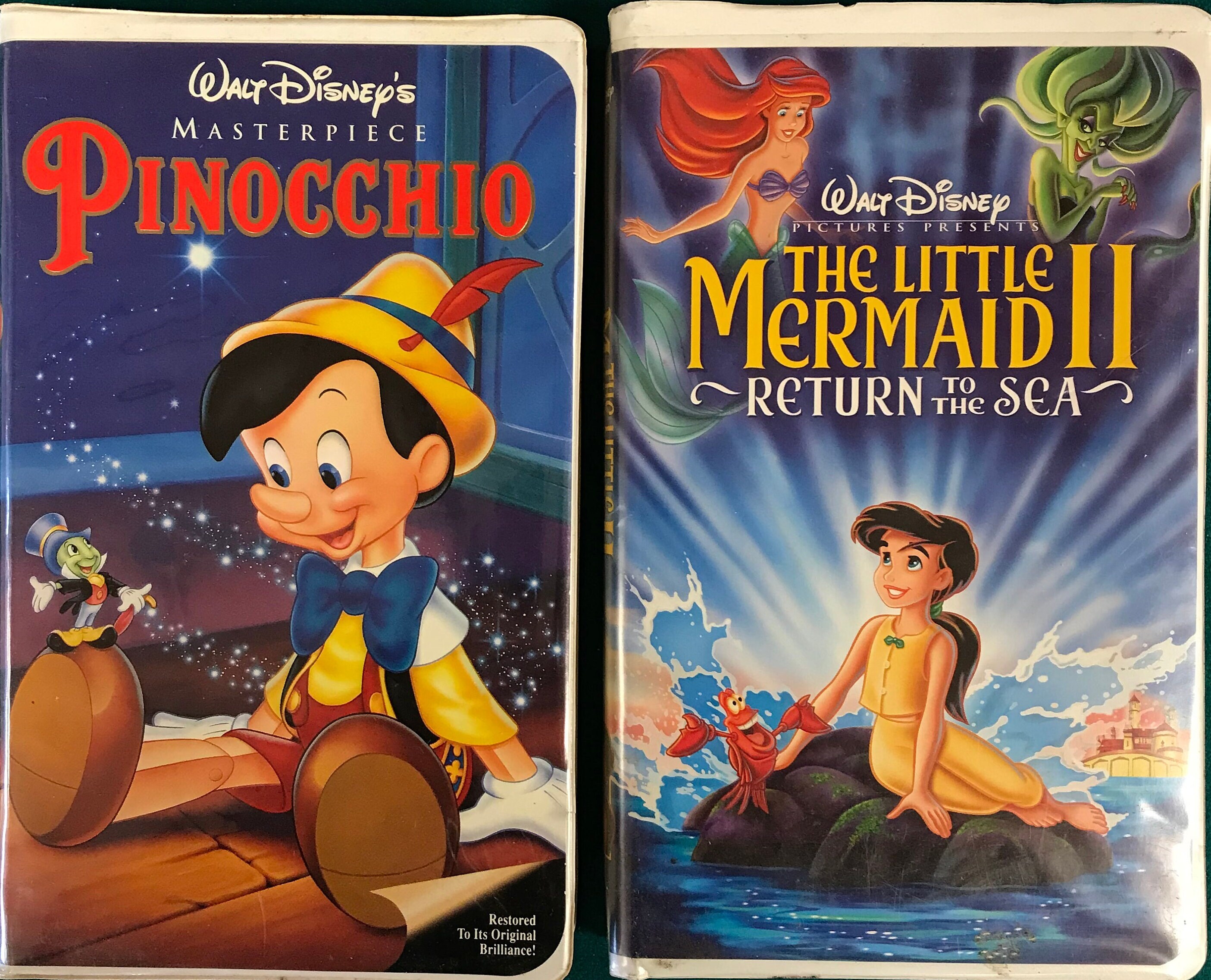 Two Disney Classics on VHS Little Mermaid II and Pinocchio Masterpiece ...