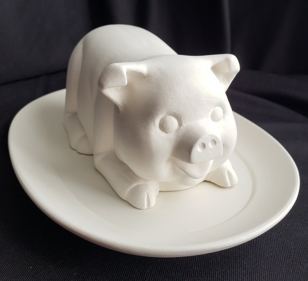 Ceramic Bisque - Pig Butter Dish - Etsy