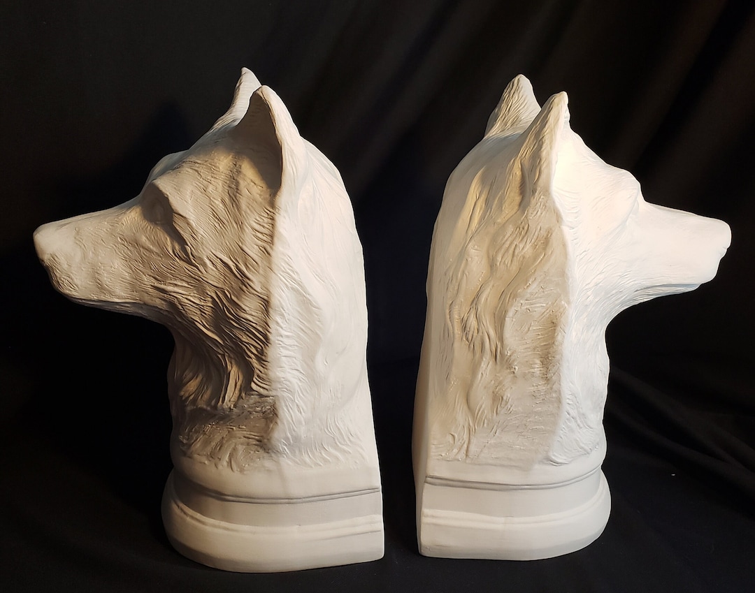 Ceramic Bisque - Wolf Book Ends - Etsy