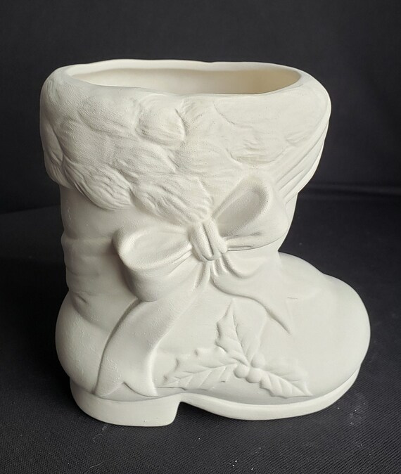 Ceramic Bisque Santa Boot/ Candy Cane Boot - Etsy