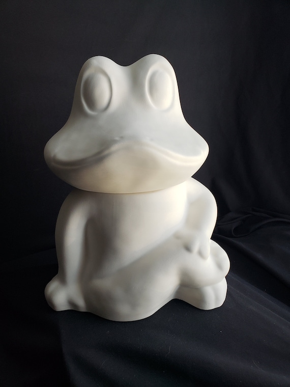 Ceramic Bisque Large Frog Cookie Jar With Lid | Etsy