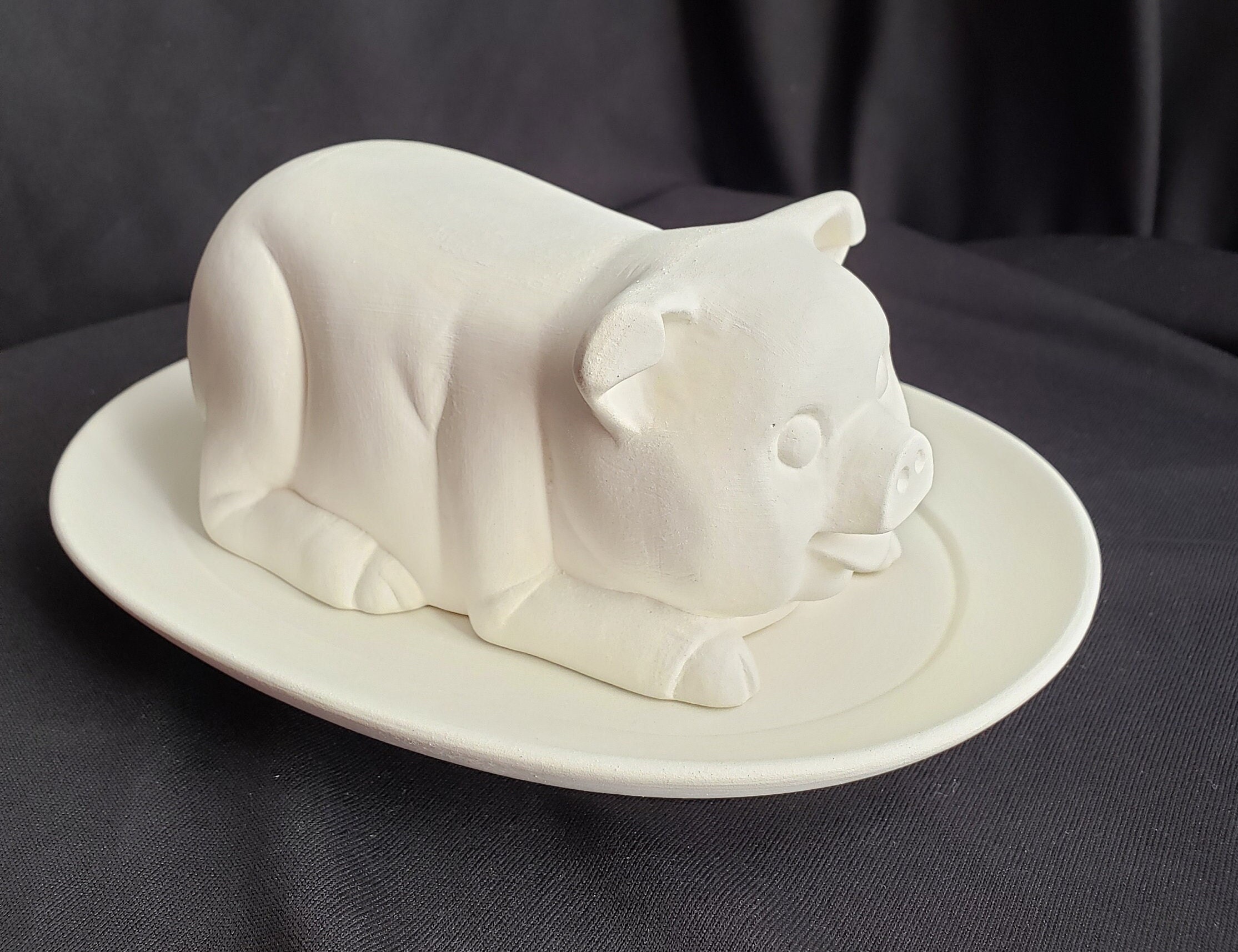 Ceramic Bisque - Pig Butter Dish - Etsy