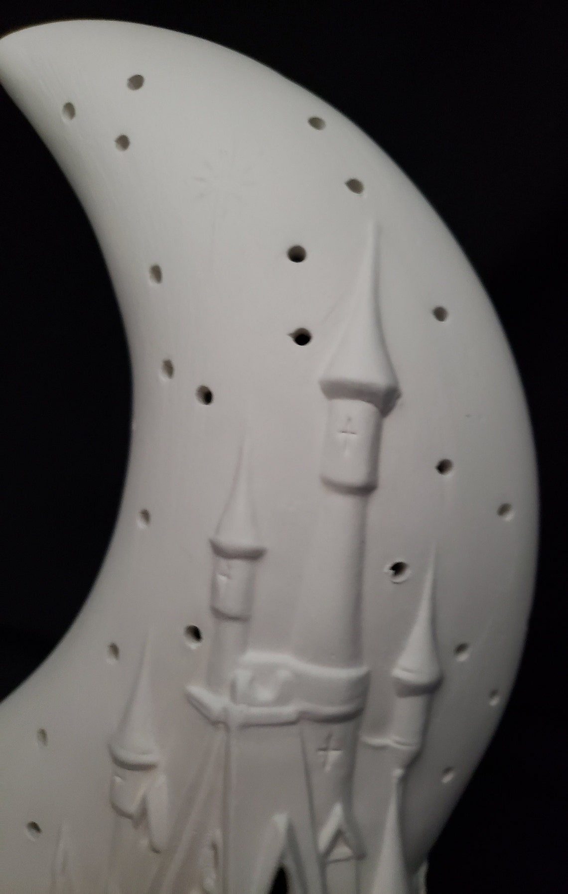 Ceramic Bisque - Light up Moon With Mountain Castle - Etsy