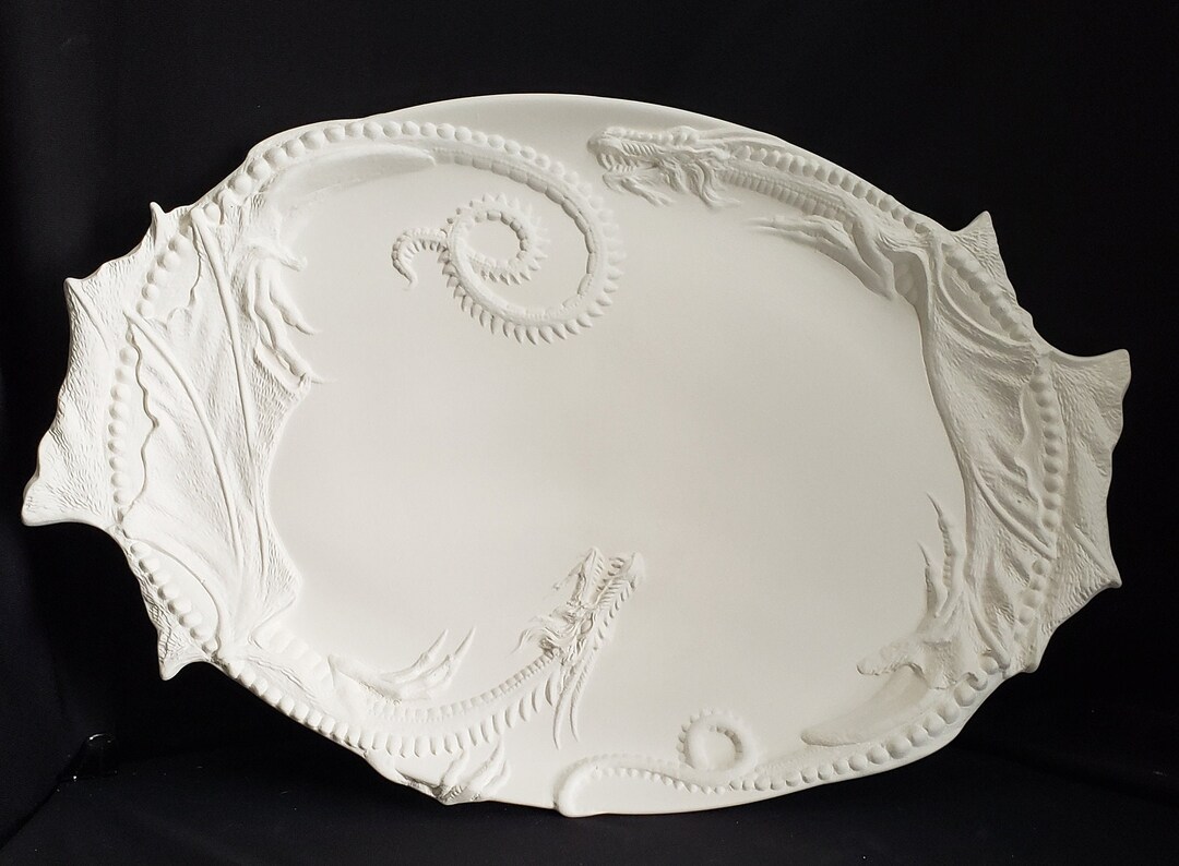 Ceramic Bisque - Unique Dragon Serving Platter - Etsy