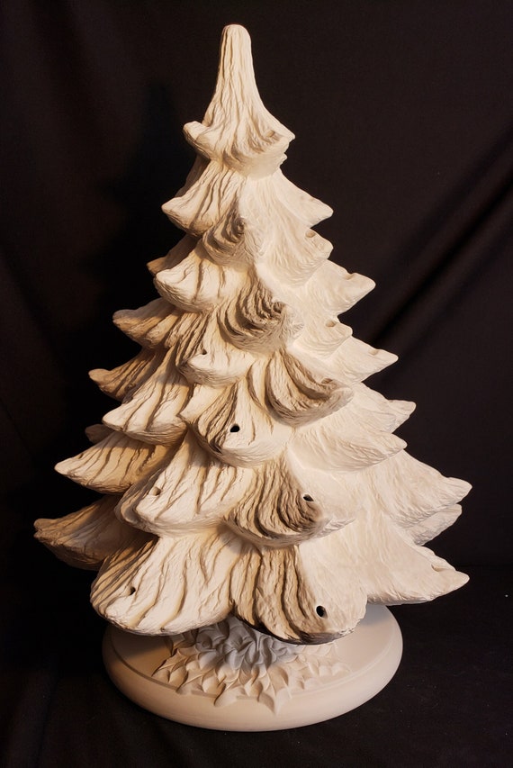 Ceramic Bisque Large Christmas Tree With Holly Base Ready | Etsy