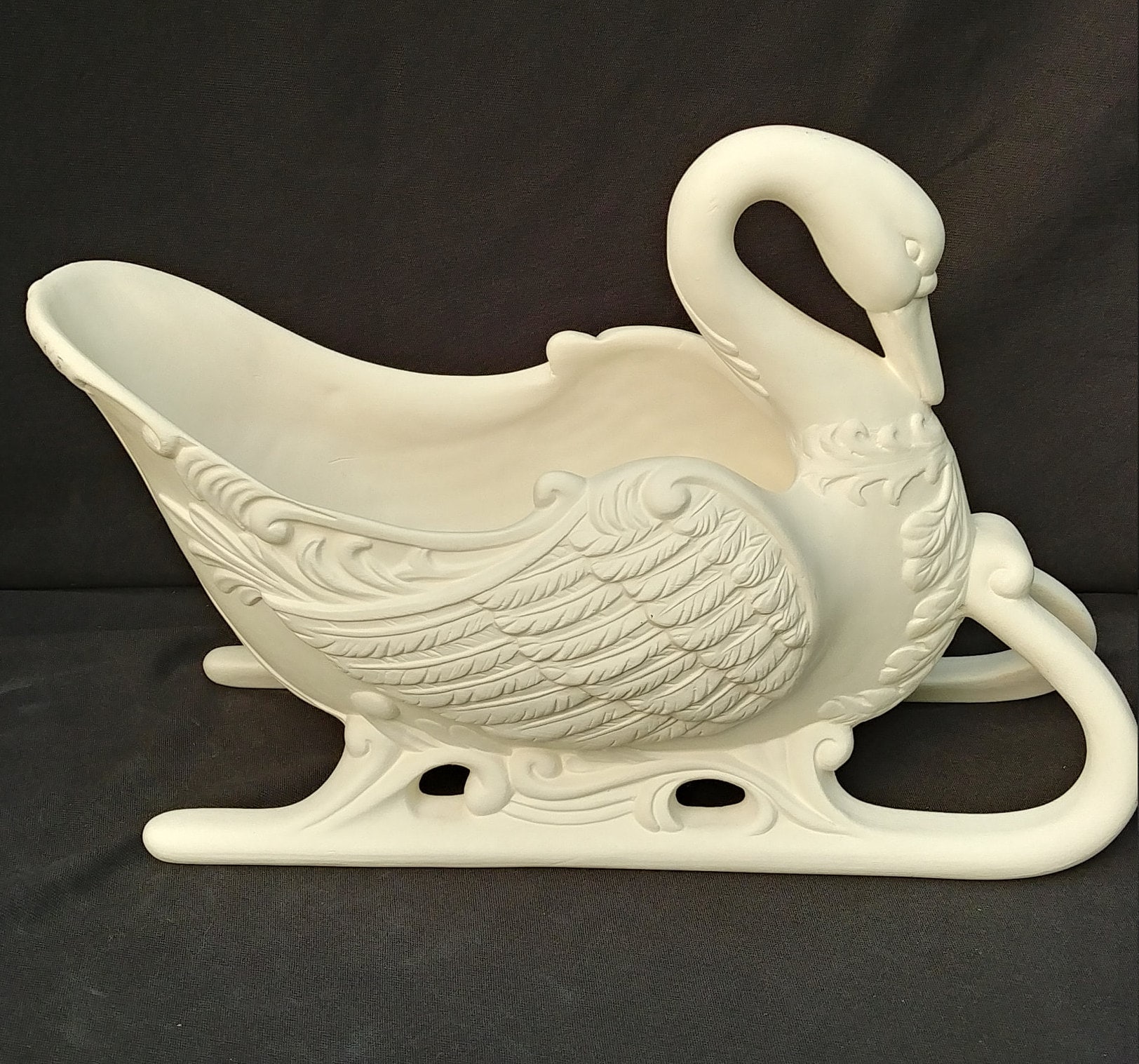 Ceramic Bisque - Christmas Swan Sleigh Dish - Etsy
