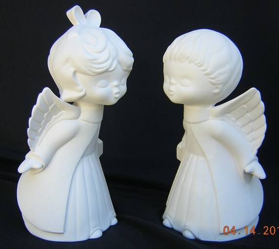 Ceramic Bisqueware Vintage Kissing Angels - Etsy