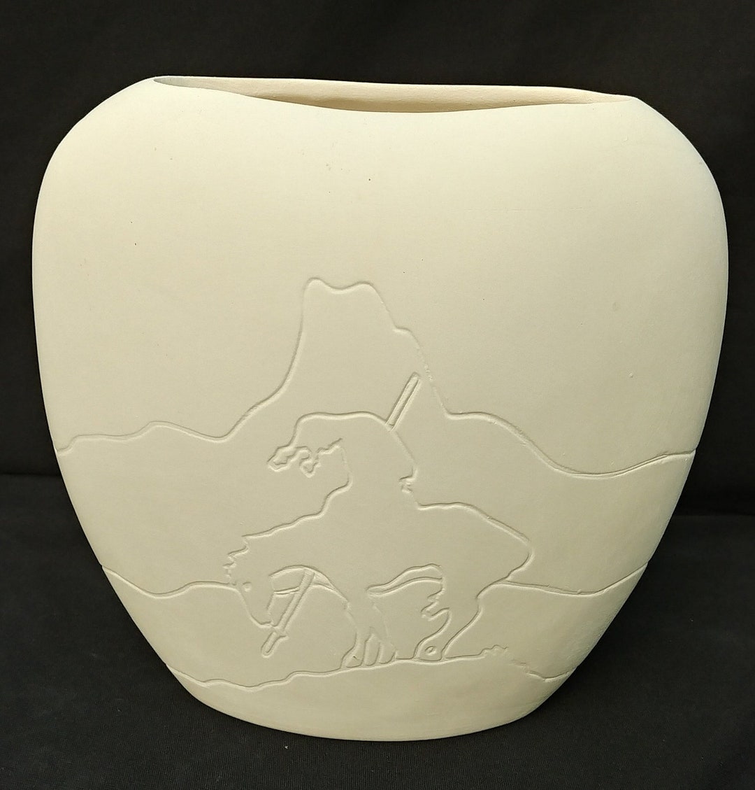 Ceramic Bisque - Southwestern Native American Scene Vase - Etsy