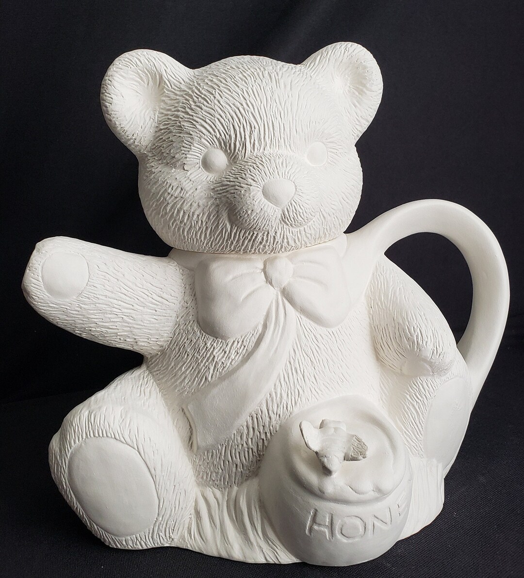 Ceramic Bisque - Teddy Bear With Honey Tea Pot With Lid - Etsy