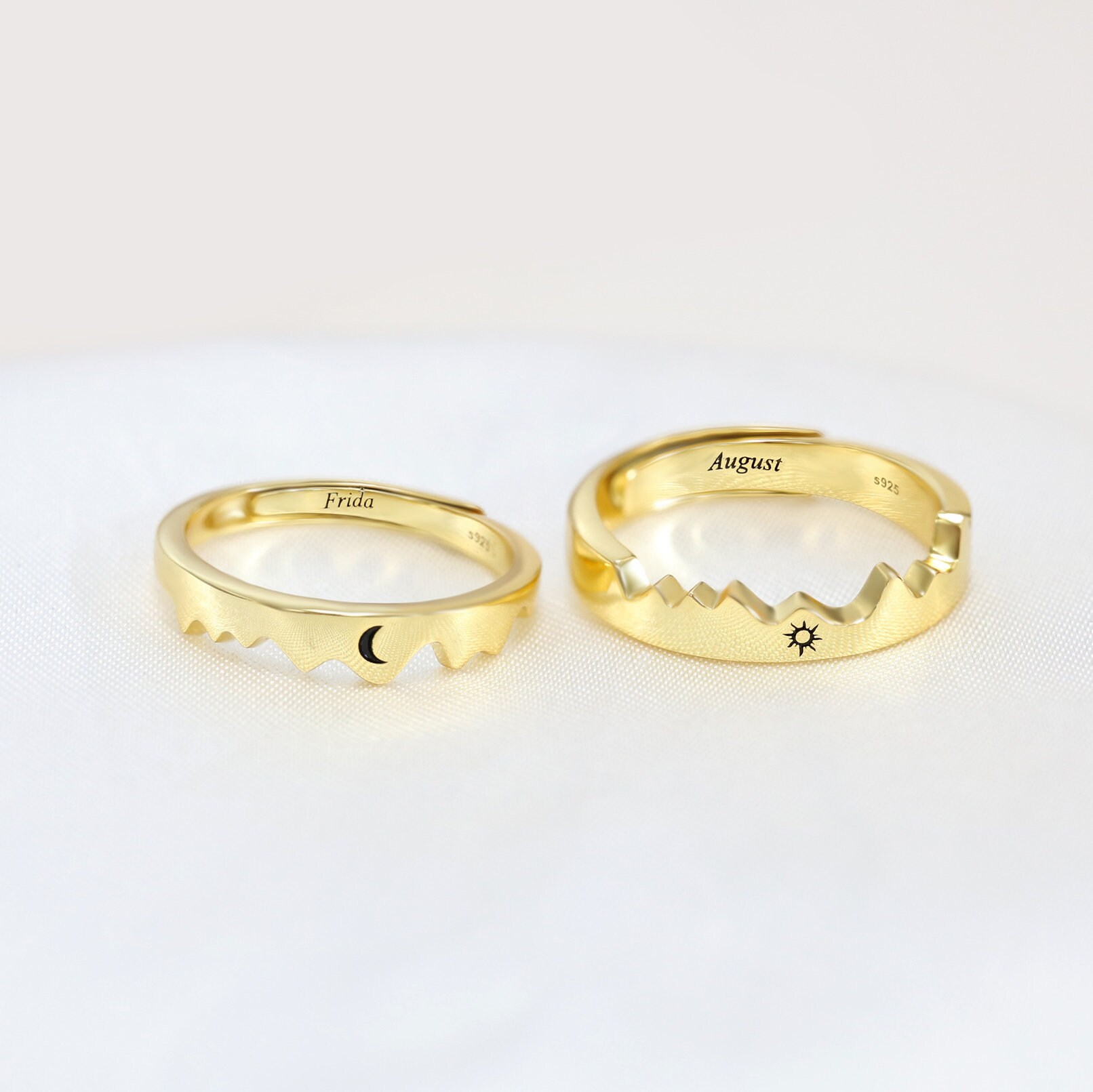 Sun and Moon Matching Rings Set Couples Ring Set Promise - Etsy