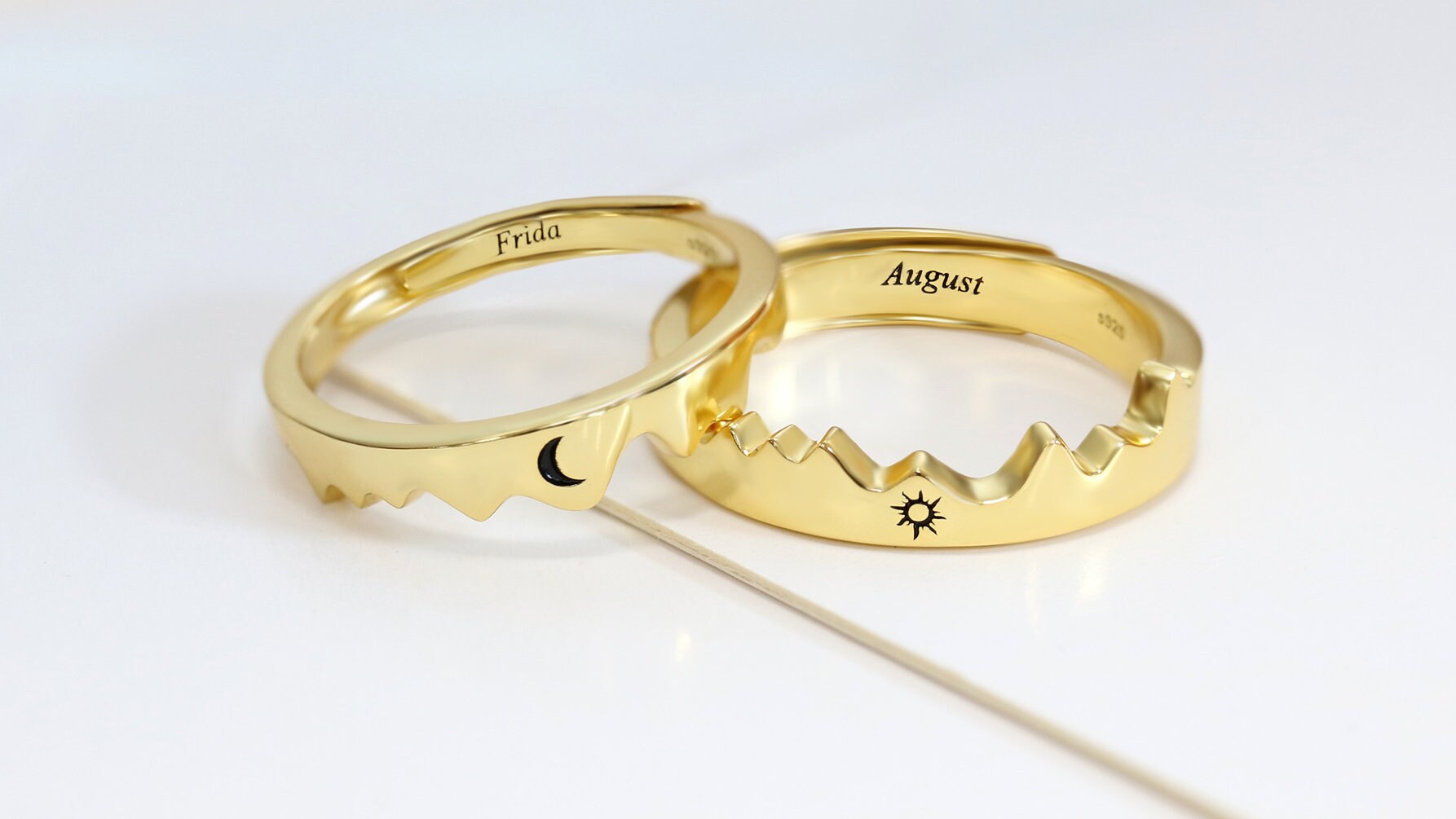 Sun and Moon Matching Rings Set Couples Ring Set Promise - Etsy