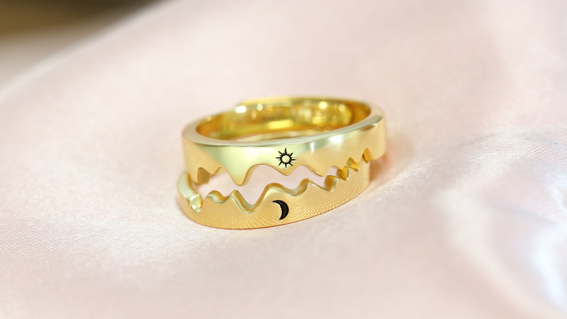Sun and Moon Matching Rings Set Couples Ring Set Promise - Etsy