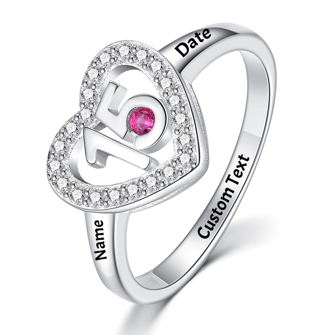 Personalized Sweet 15 Ring for Girls, Sweet 15 Jewelry, Custom Stone ...