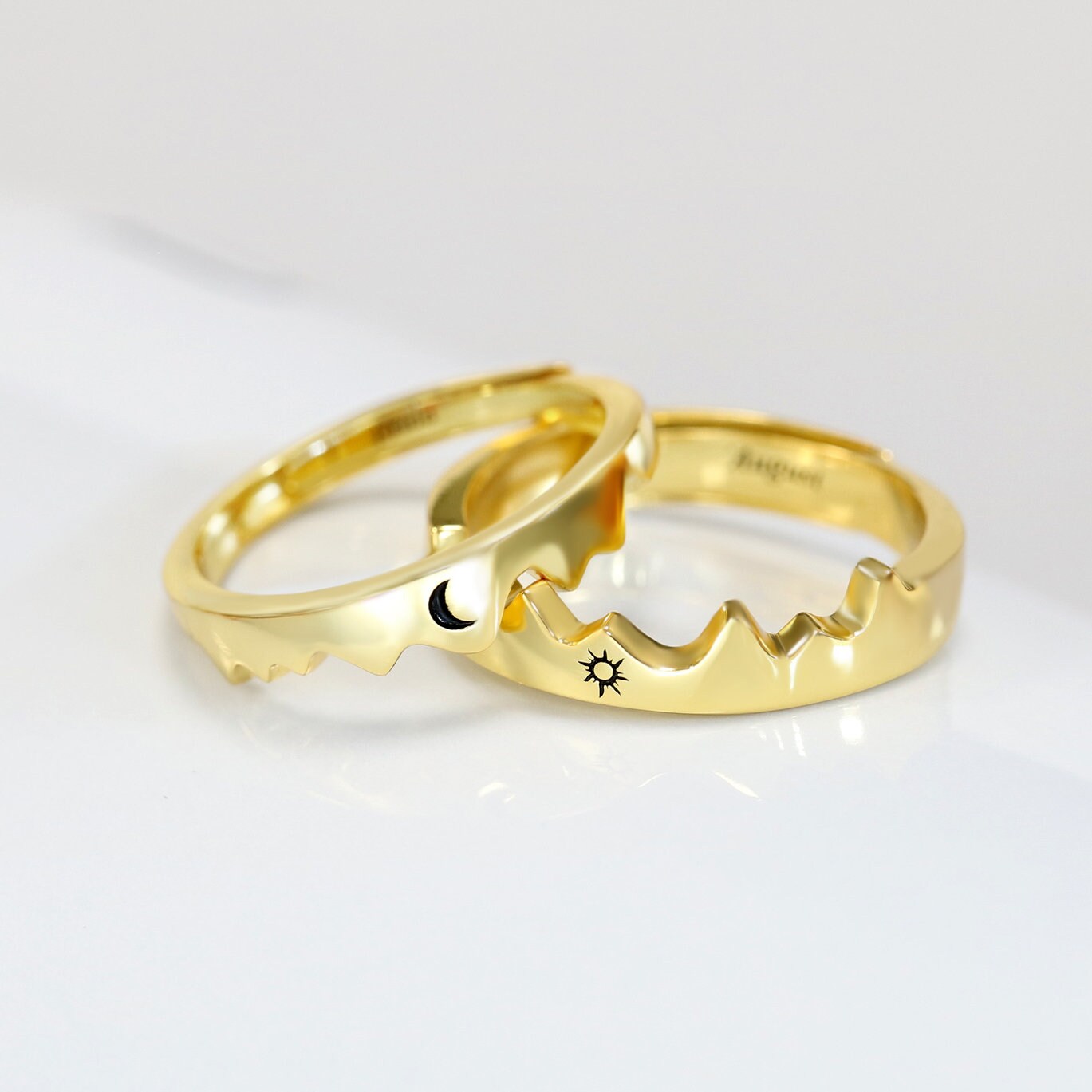 Sun and Moon Matching Rings Set Couples Ring Set Promise - Etsy
