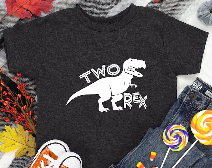 Two Rex Tee Shirt Personalized Dinosaur Theme Birthday Shirt | Etsy