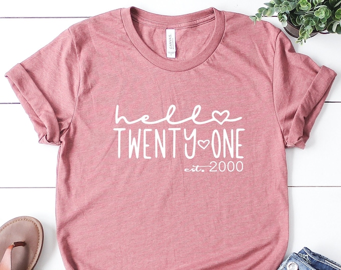 Hello Twenty One Shirt, Turning 21 Birthday, 21st Birthday Party ...