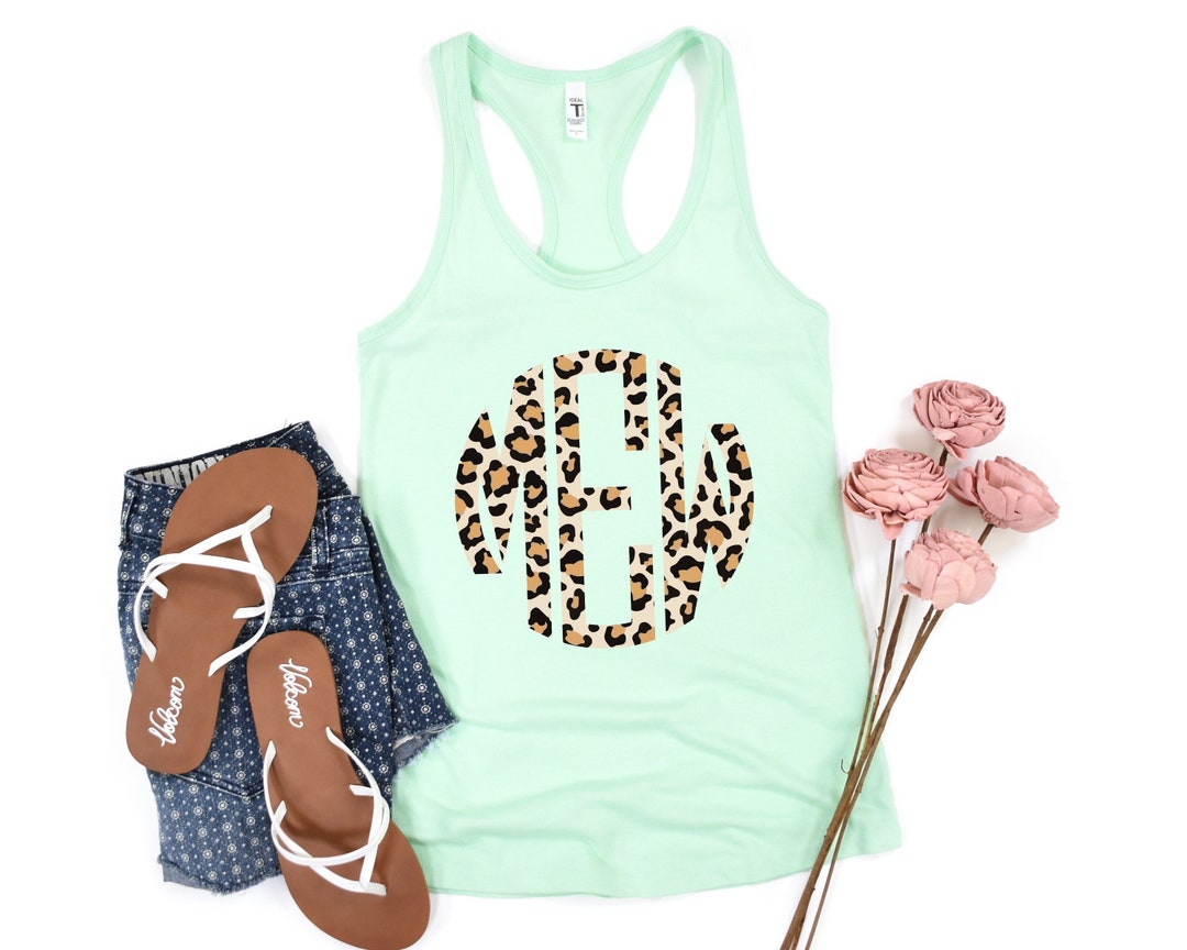 Monogrammed Tank Tops, Leopard Monogram Tank Tops, Inexpensive Monogram ...