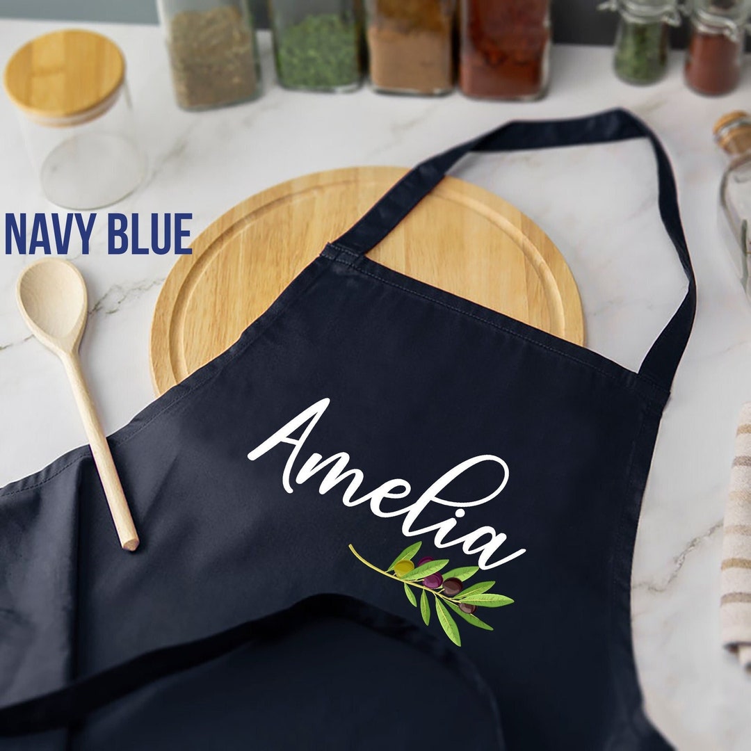 Personalized Kitchen Apron With Branch Olive,custom Name Cooking Apron ...